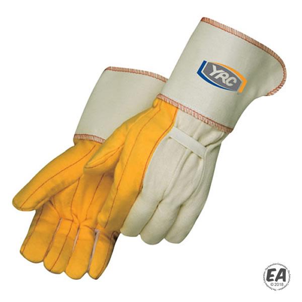Customized Golden Chore Gloves with Gauntlet Cuff | Promotional Work ...