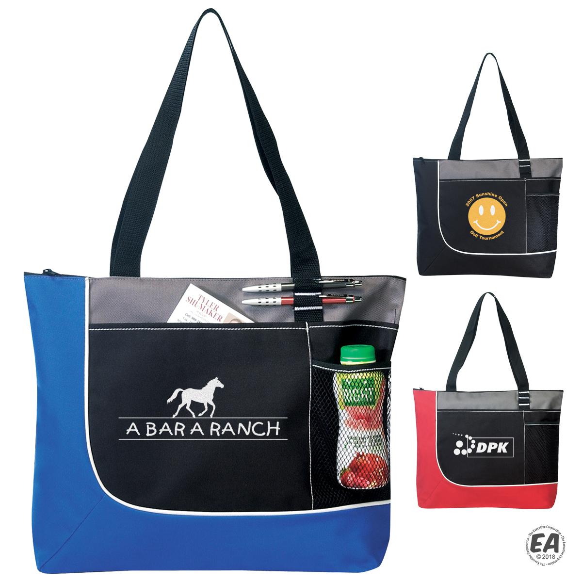 Customized 600D Polyester Highlight Zippered Tote Bag | Promotional ...