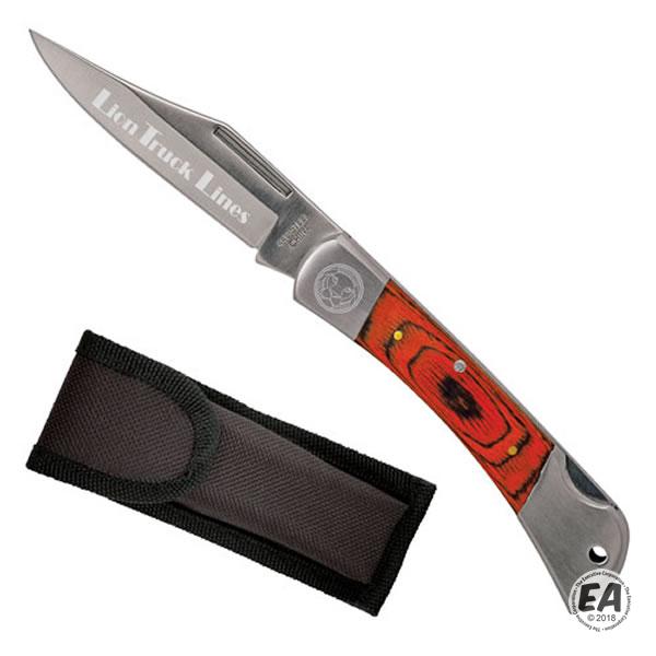Promotional Lockback Wood Handle Pocket Knife | Customized Blade Knives ...