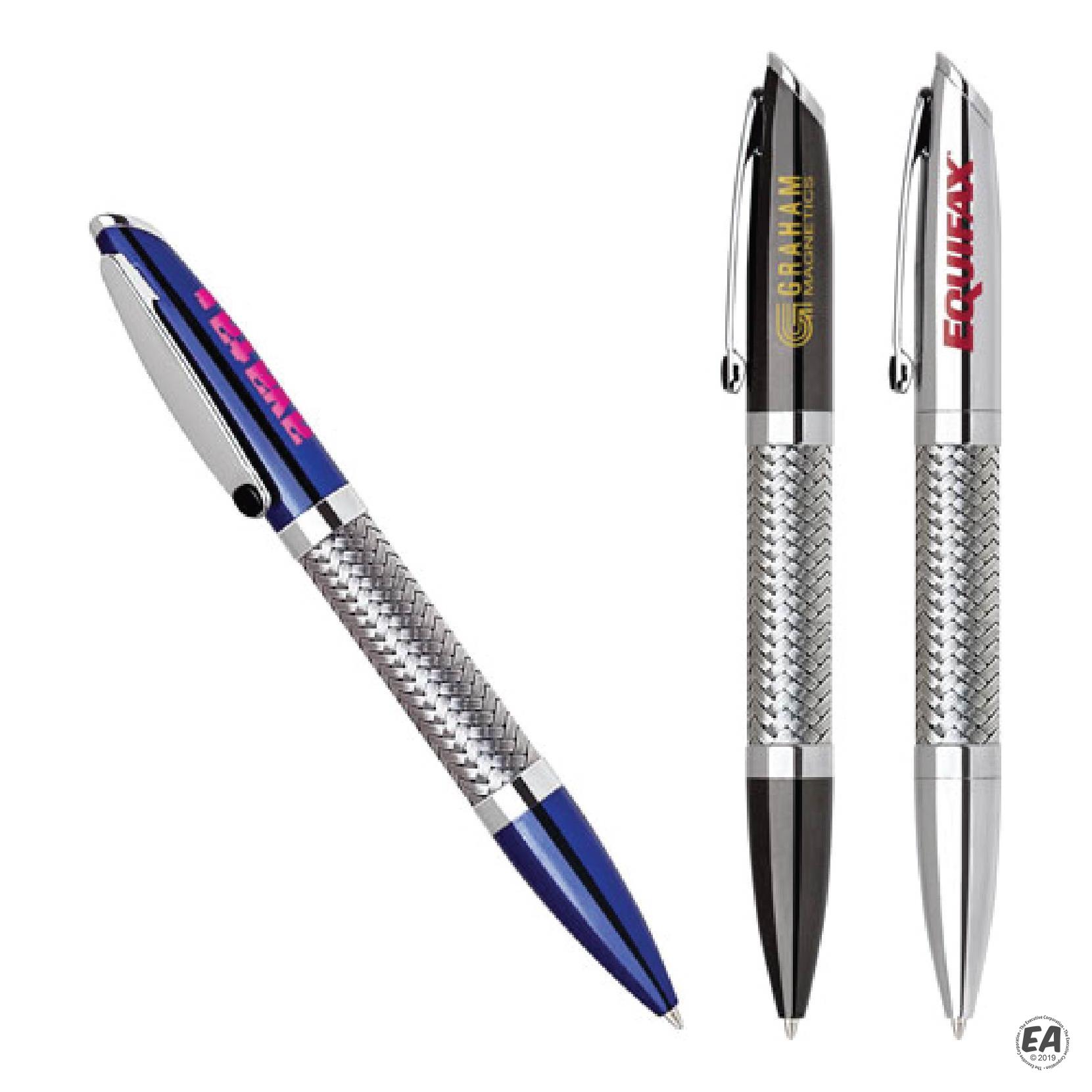 Customized Twist-Action Wire Woven Ballpoint | Branded Chrome Pens ...