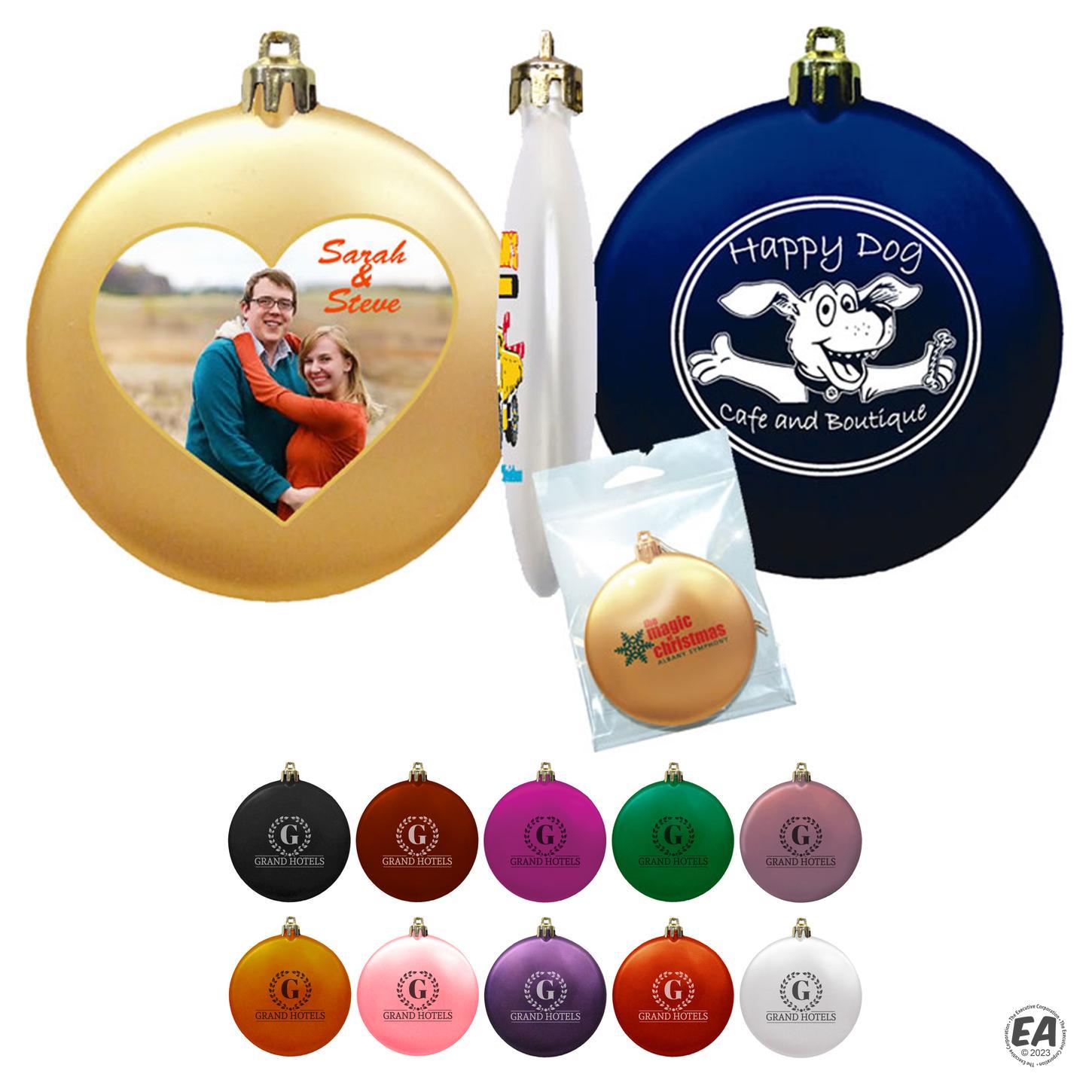 Customized 3 Satin Finish Flat Shatterproof Ornament | Branded ...