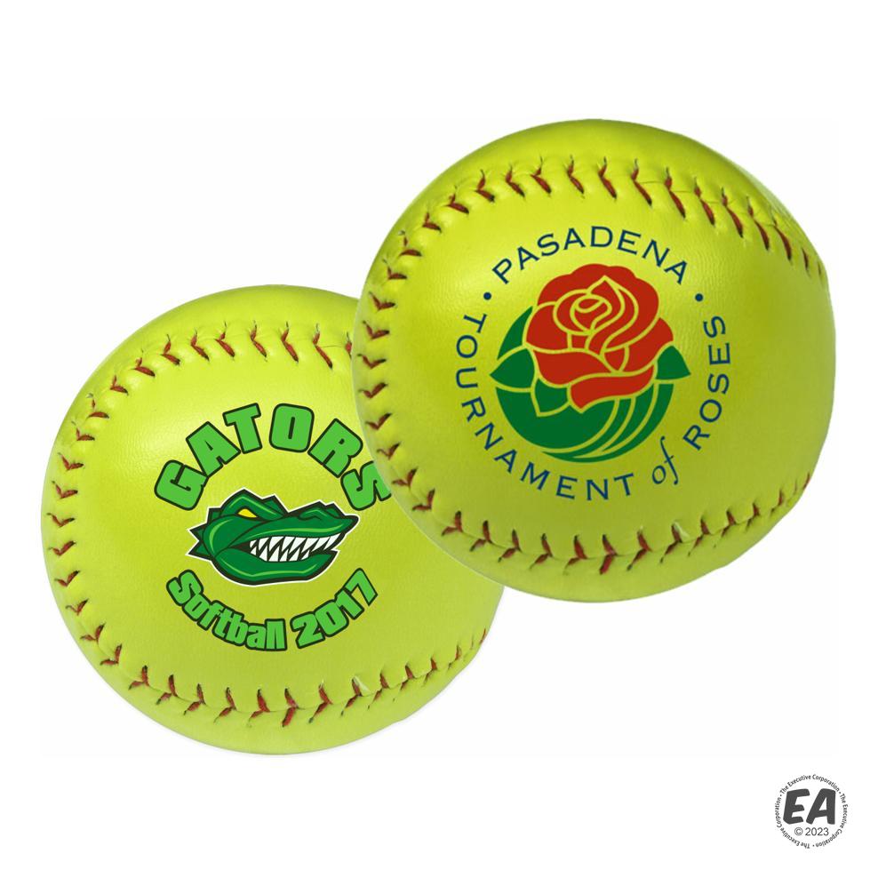 Promotional Optic Yellow Synthetic Leather Softball | Customized Ball ...