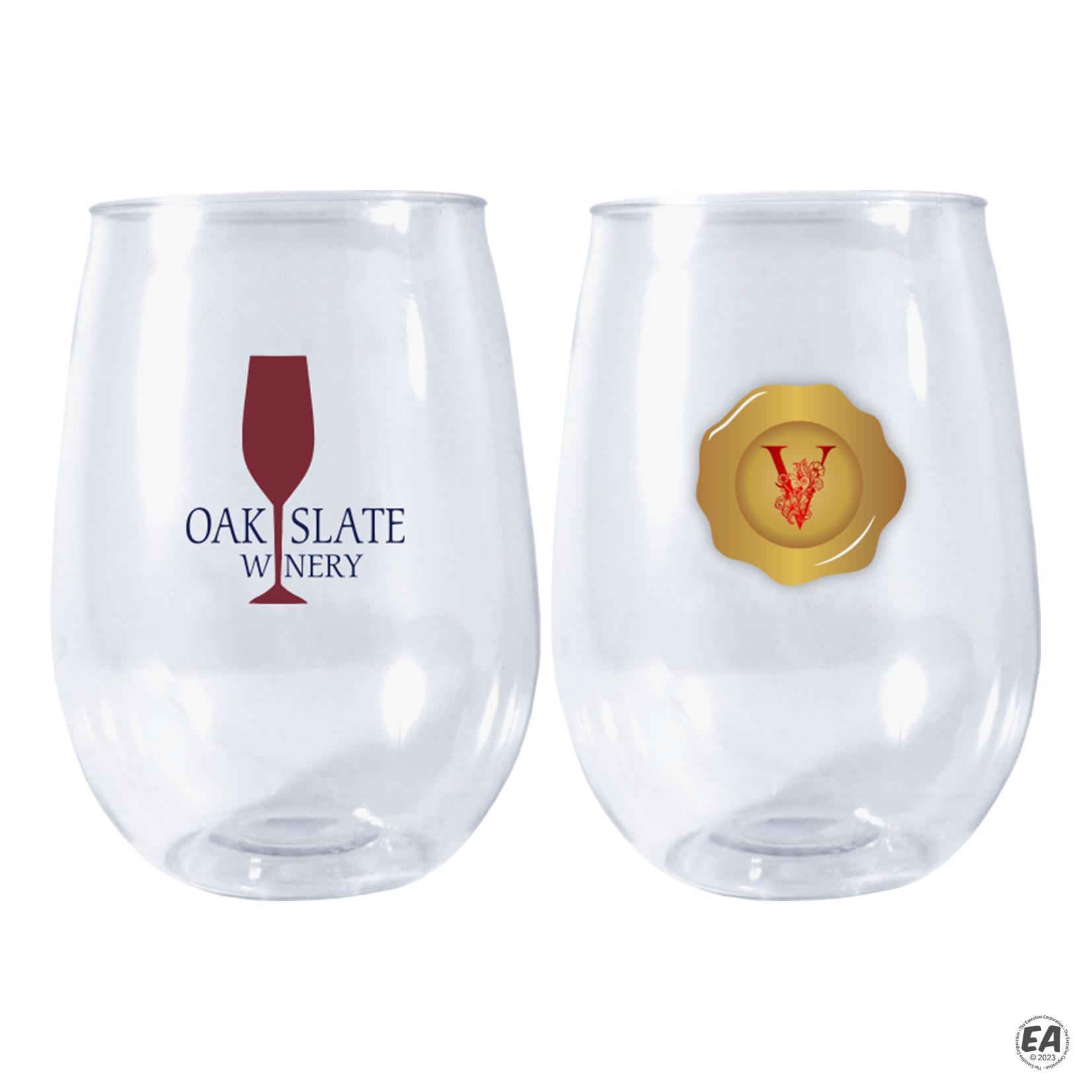 Branded Stemless Portable Plastic 16 oz Wine Glass | Customized Wine ...