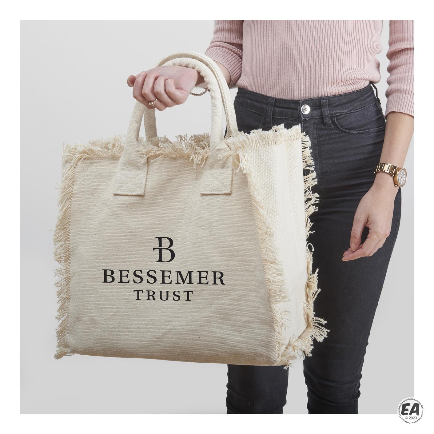 Branded The Jamie Tote Bag with Frayed Tassels | Customized Canvas Tote ...