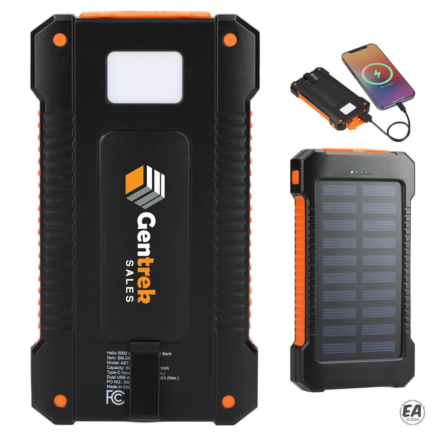 Customized Helio 5000 mAh Solar Power Bank | Promotional Power Banks ...