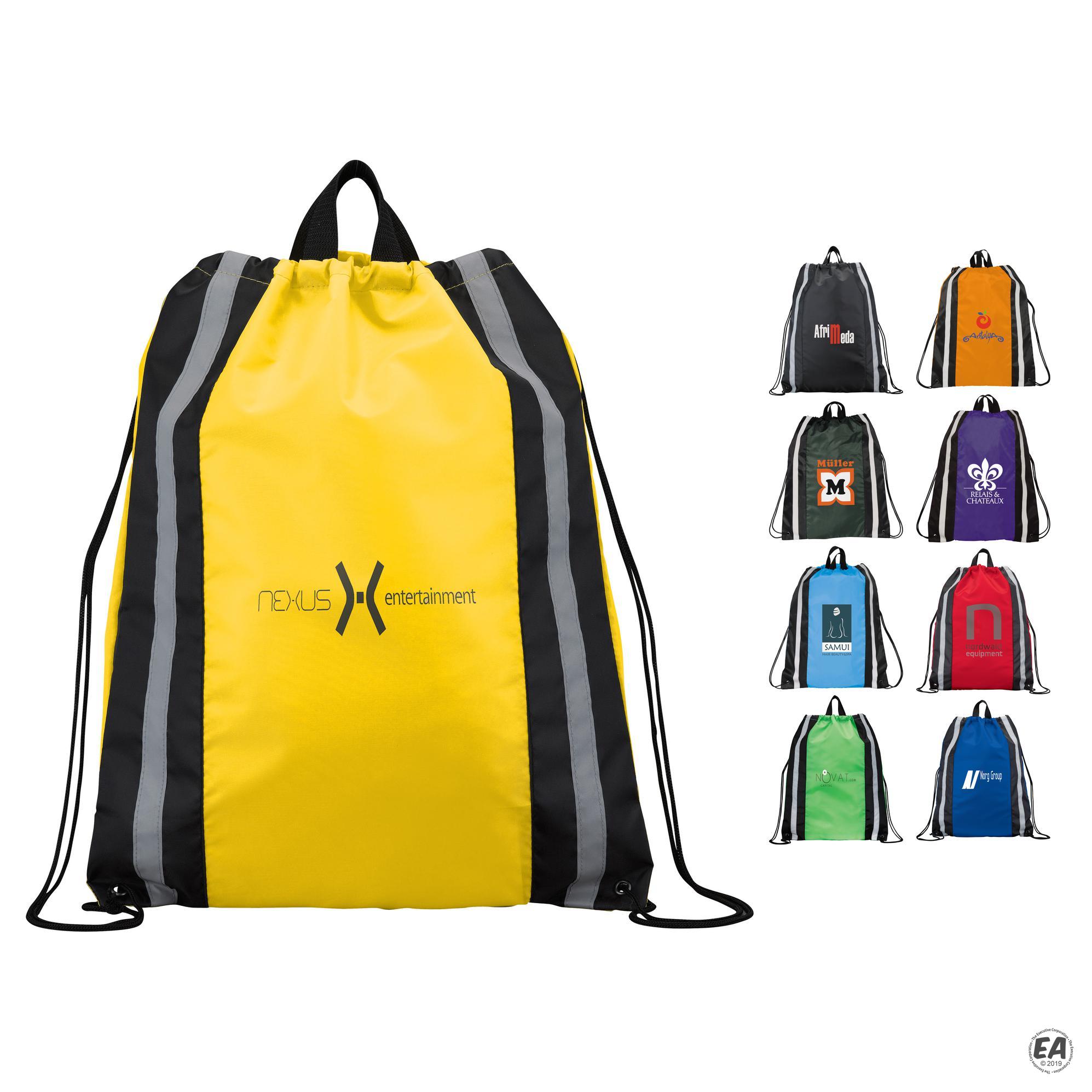 Custom Reflective Drawstring Cinch Backpack | Promotional Drawstring ...