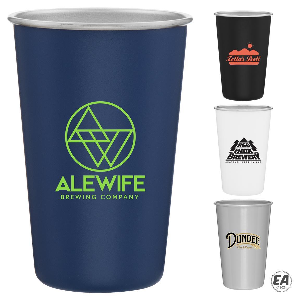 Customized 16 oz Stainless Steel Pint Cup | Promotional Pint Glasses ...