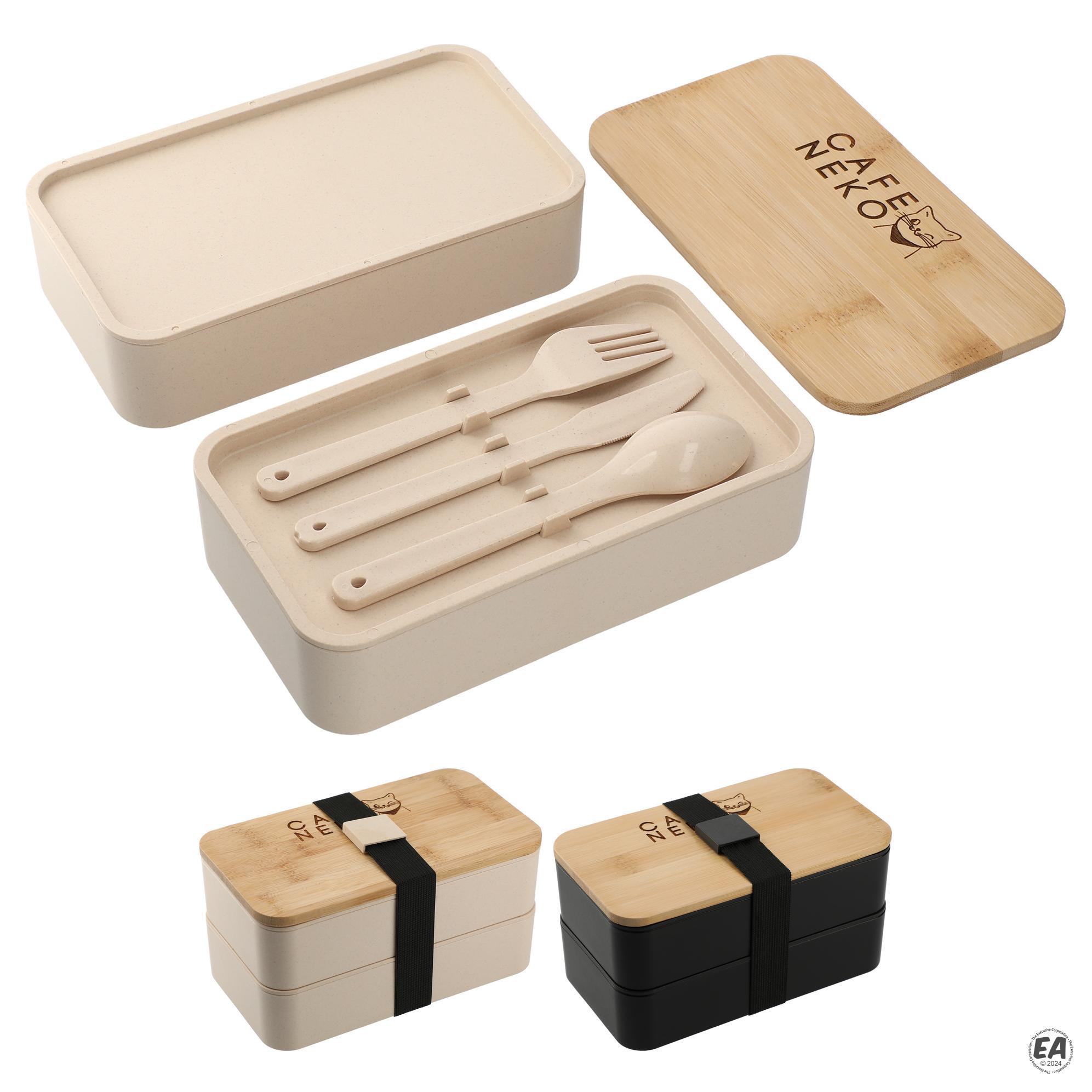 Customized Stackable Bamboo Fiber Bento Box | Branded Food Containers ...