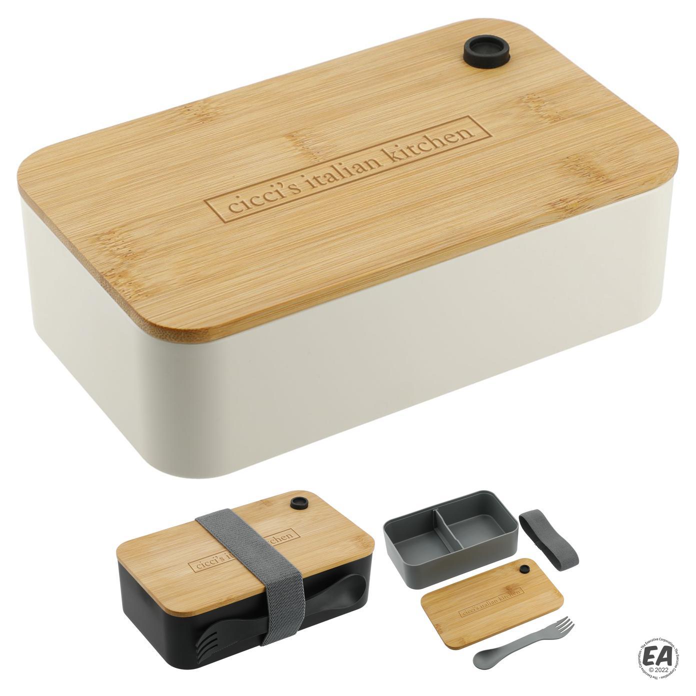 Customized PLA Bento Box with FSC Bamboo Lid | Promotional Food ...