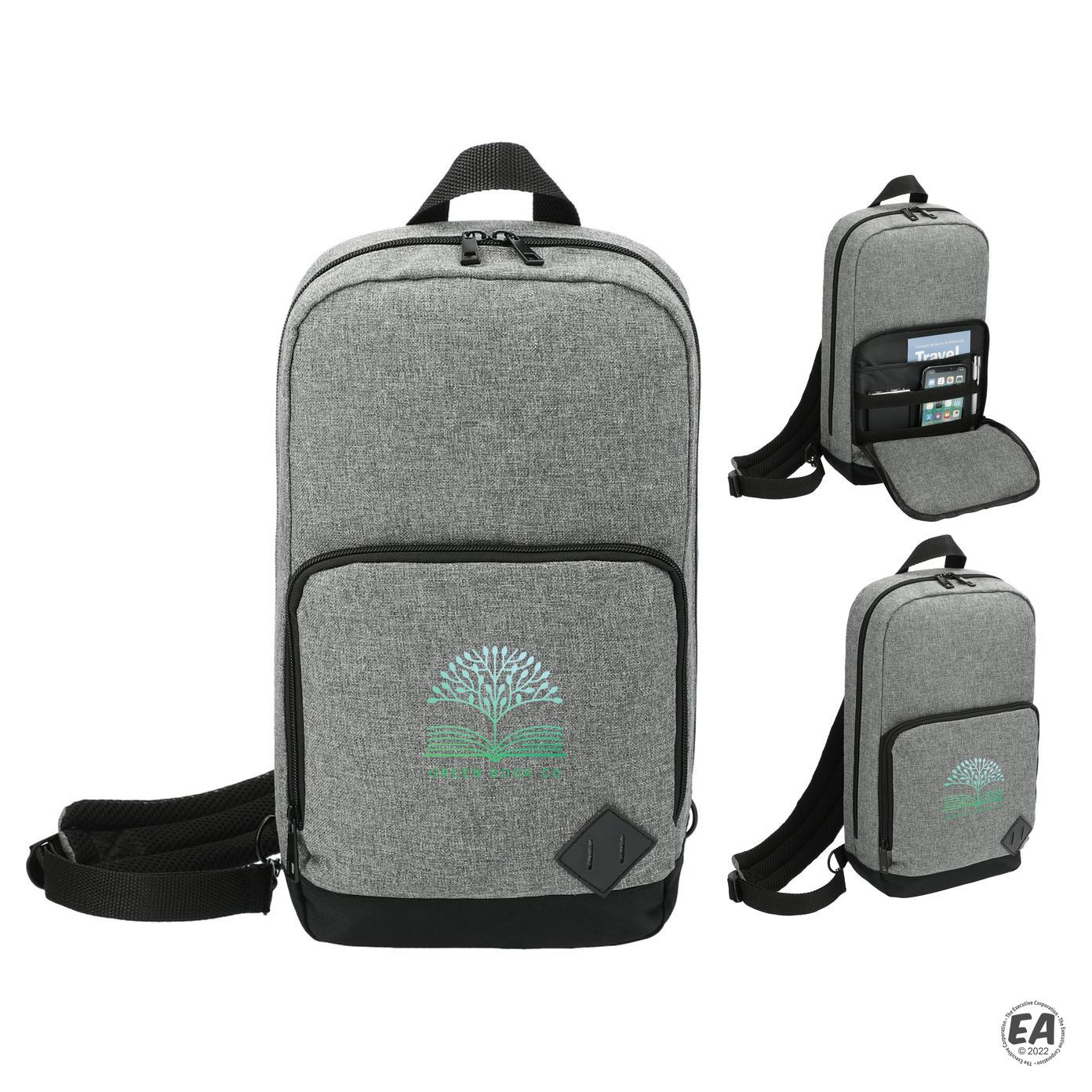 Promotional Graphite Deluxe Recycled Sling Backpack | Customized ...