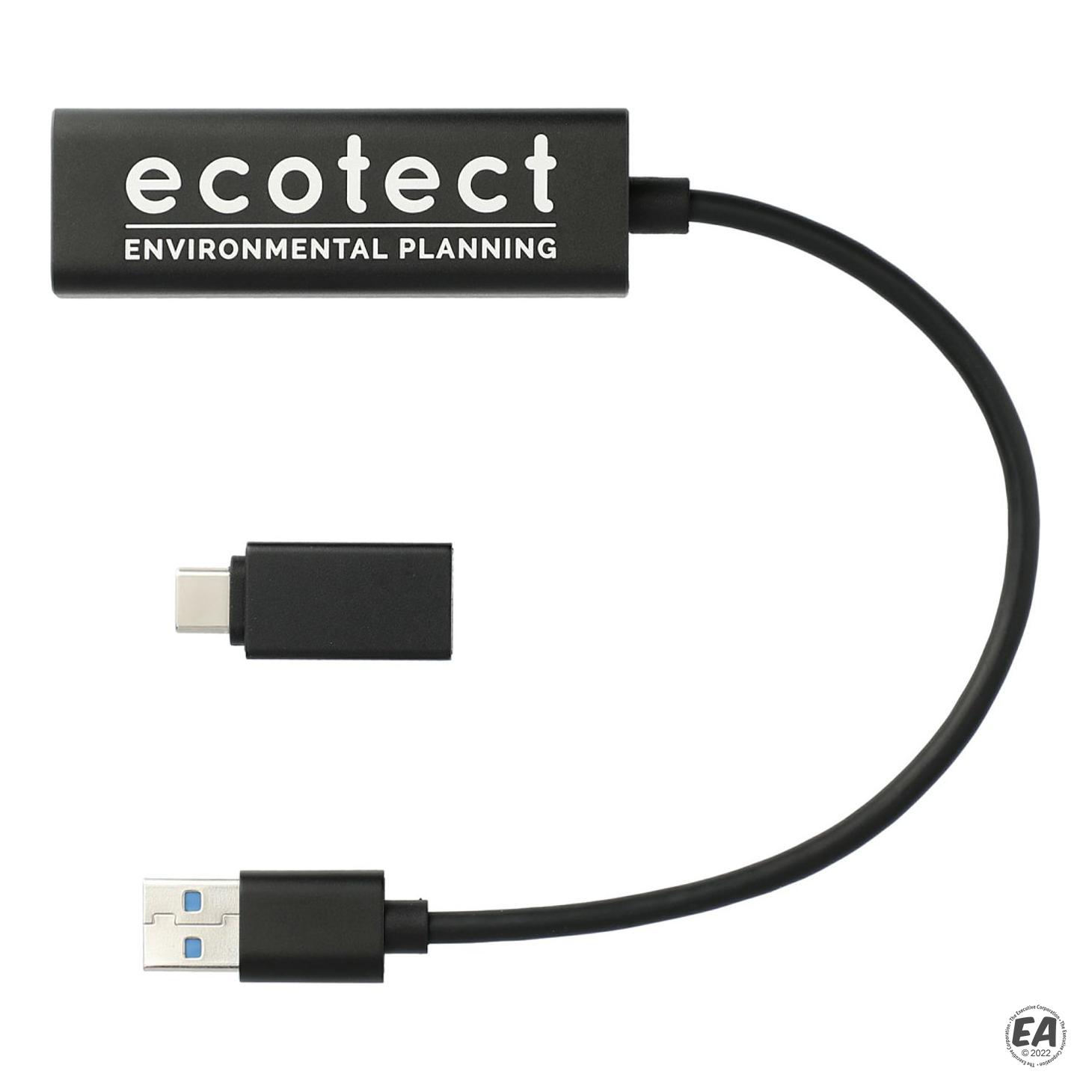 Promotional Aluminum 4-Port USB 3.0 Hub with Type C Adapter ...