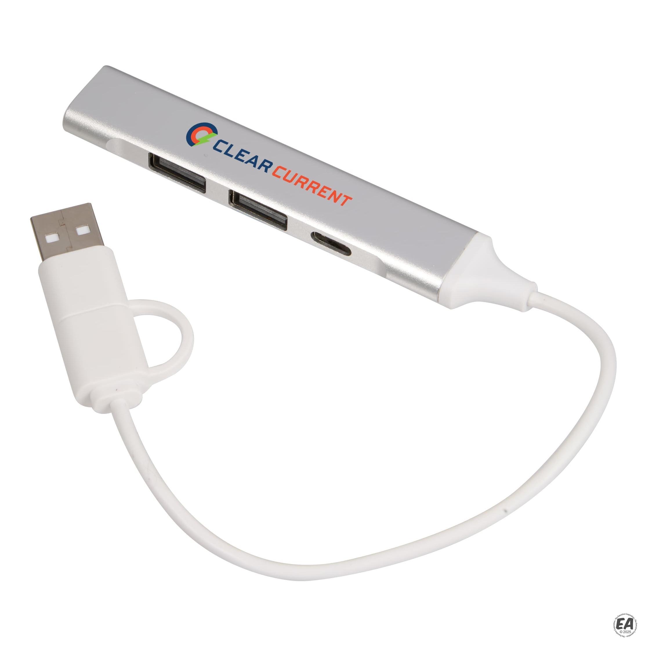 Branded Recycled Aluminum 4-Port USB-A and C Hub | Customized USB Hubs ...