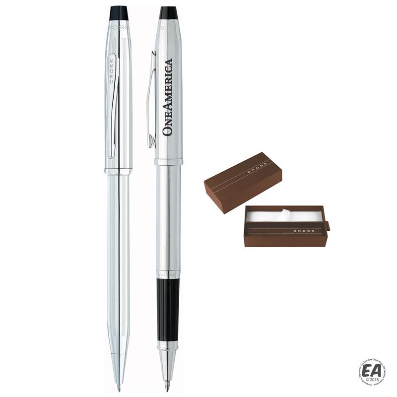Customized Cross Century II Lustrous Chrome Pen Set | Promotional Pen ...