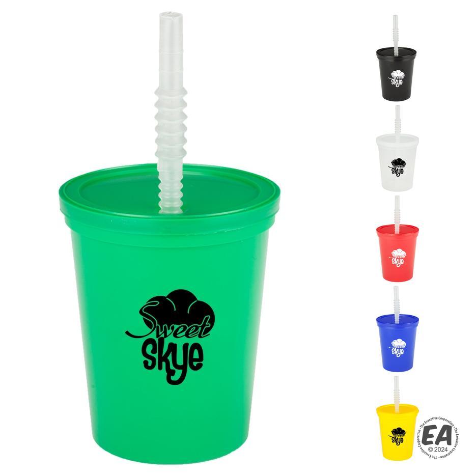 Branded 16 oz. Plastic Stadium Cup with Lid and Straw | Customized ...