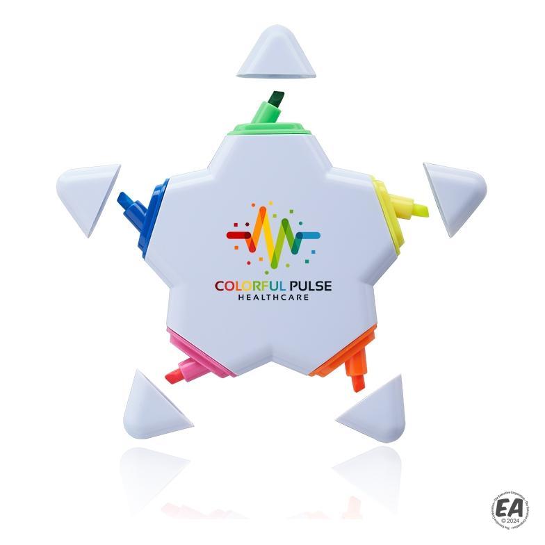 Customized Star Shaped 5 Color Highlighter | Promotional Highlighters ...