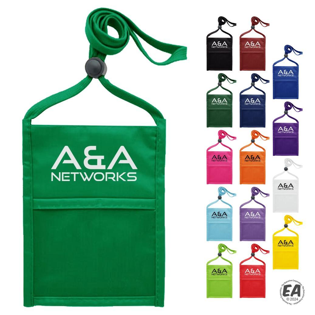 Branded Premium Double Window Pouch Neck Wallet | Customized Name Badge ...