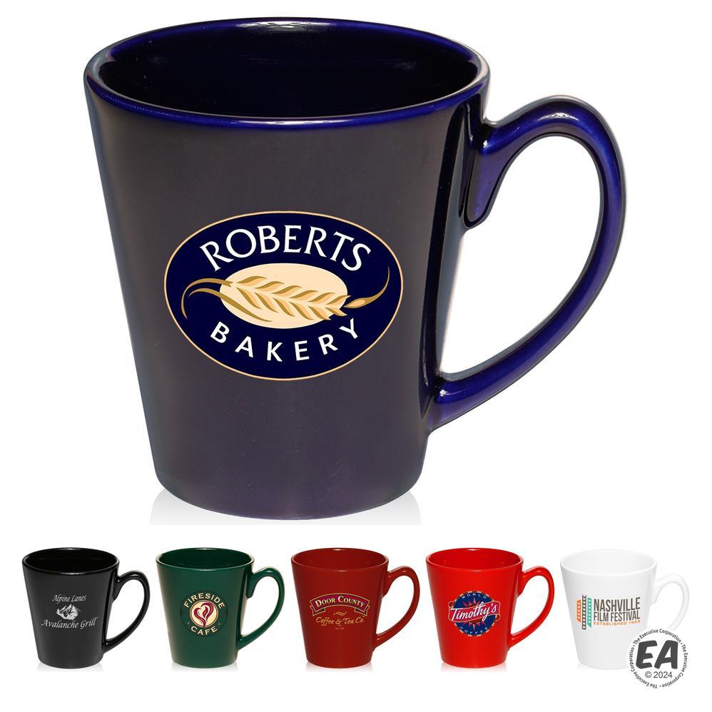 Customized 12 oz. Glossy Ceramic Latte Coffee Mug | Branded Cafe Coffee ...