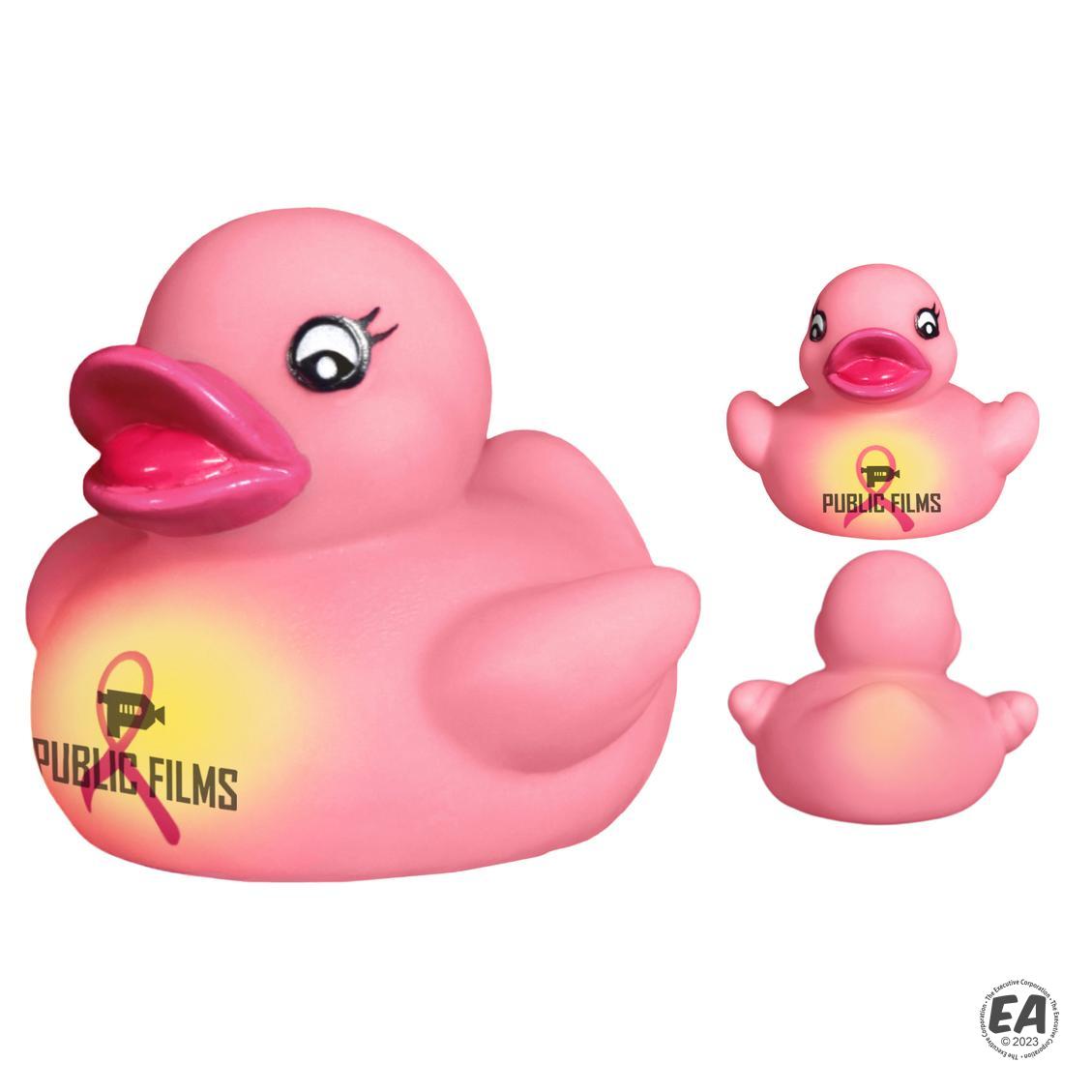 Customized Mini Light-Up Pink Ribbon Rubber Duck | Branded Rubber Ducks ...