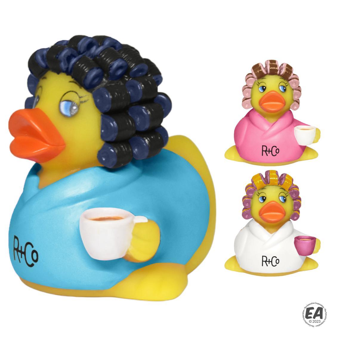 Promotional Morning Robe Coffee and Hair Curlers Rubber Duck ...
