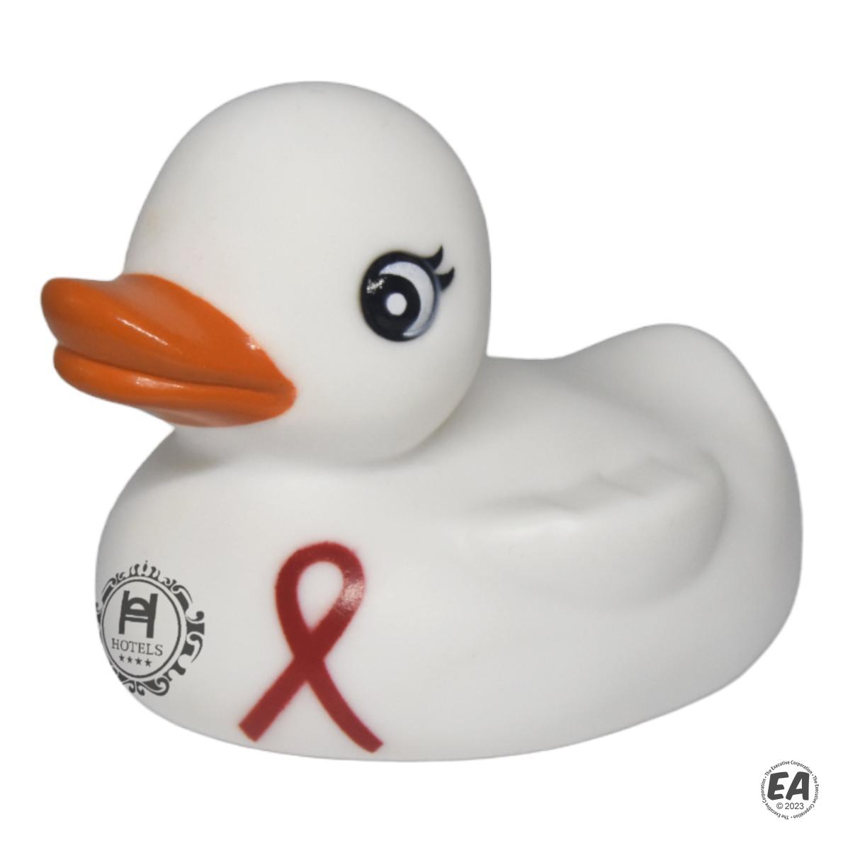 Customized Red Ribbon Rubber Duck | Custom Rubber Ducks | Promotional ...
