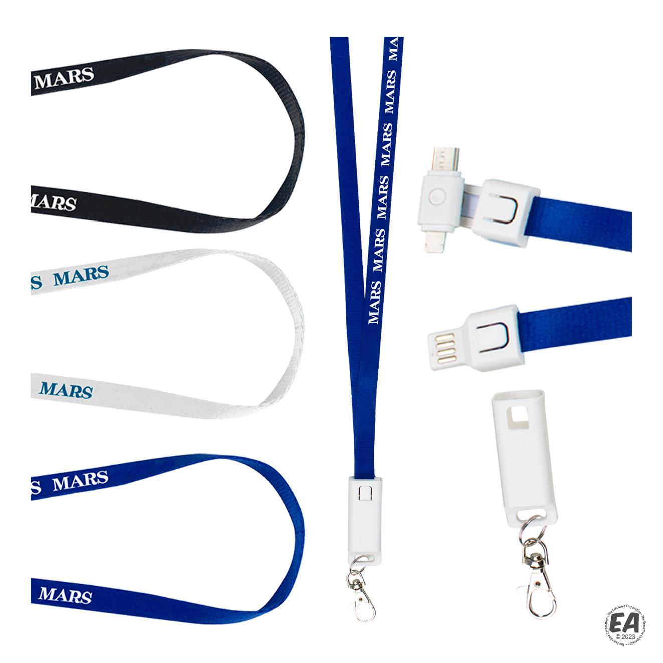 Custom 3-In-1 Usb Charging Cable Lanyard | Promotional Name Badge ...