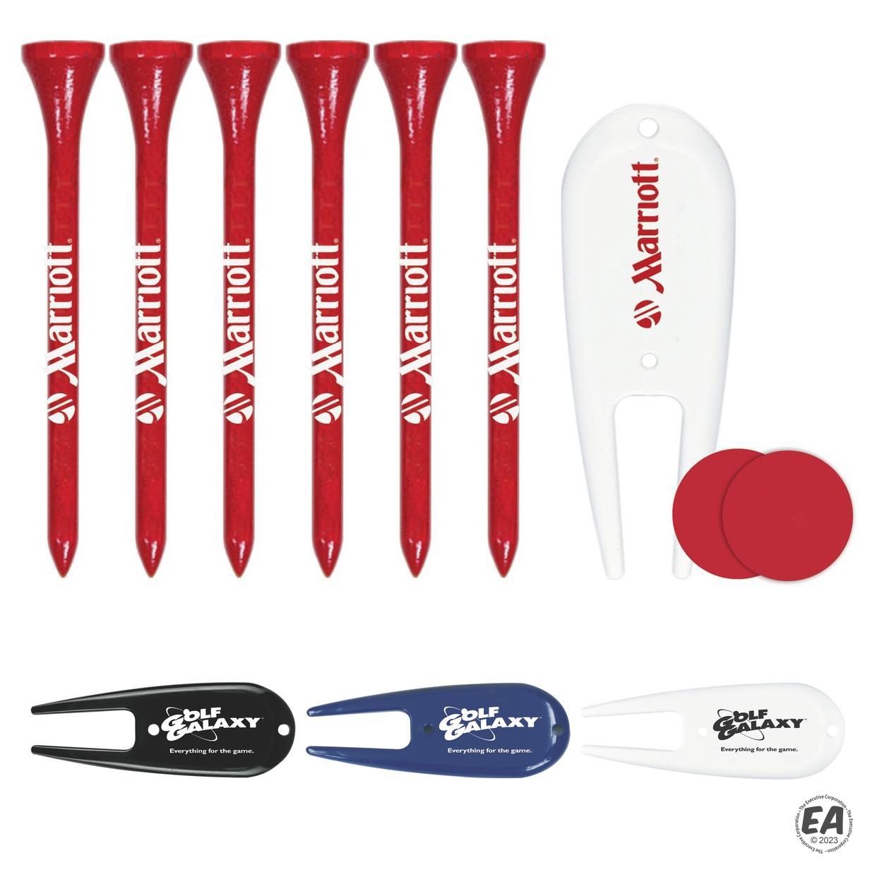 Promotional Golf Tournament Kit: 6 Plus Golf Tees, Divot Tool, 2 Ball ...