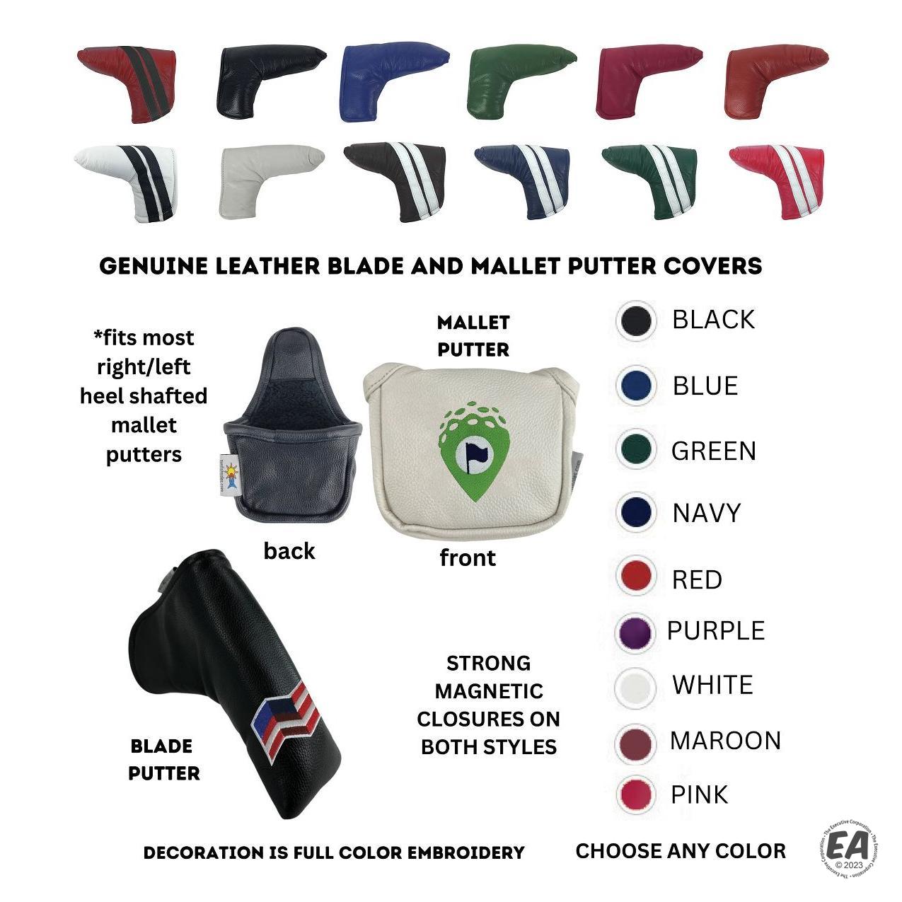 Customized Sunfish Leather Blade Putter Head Cover | Promotional Golf ...