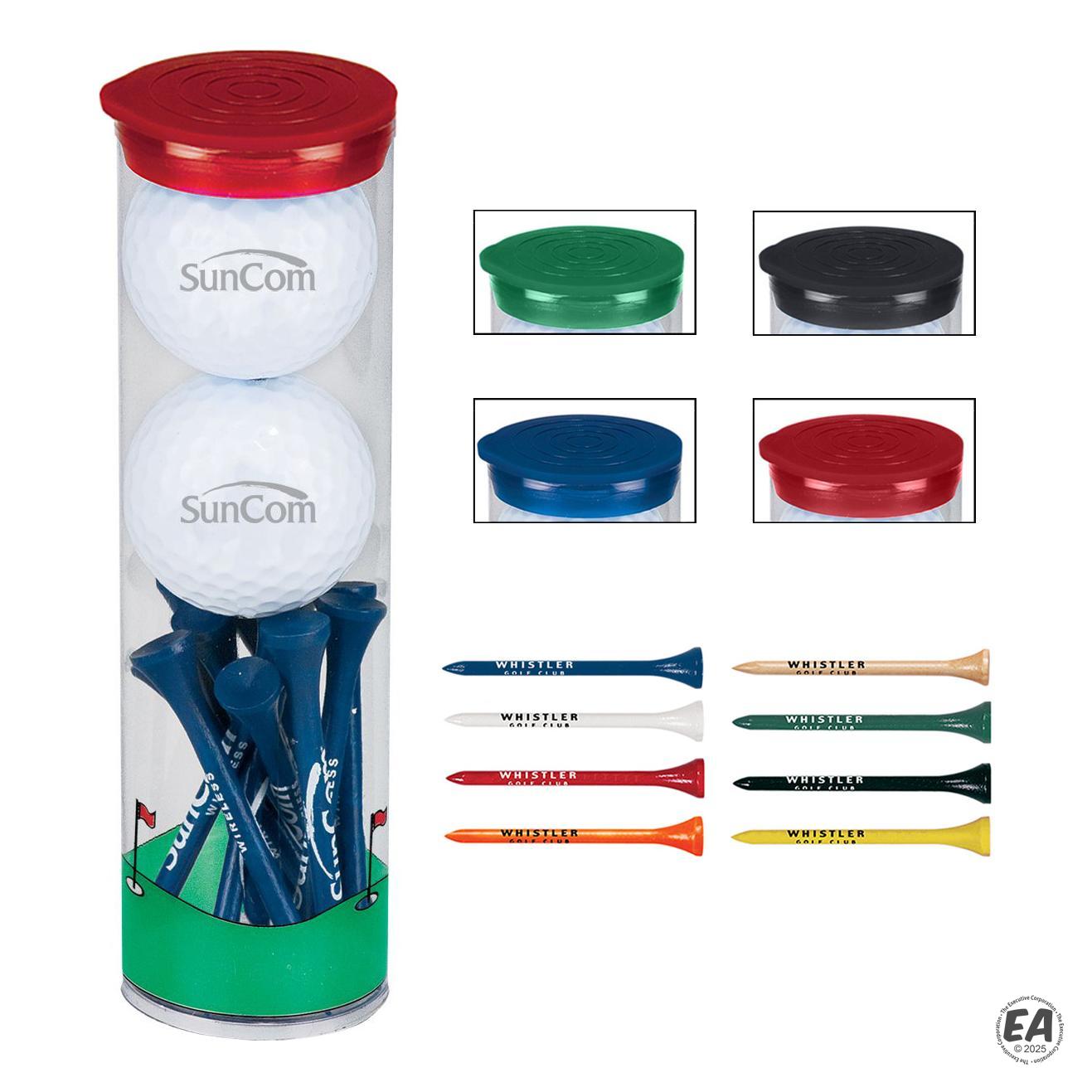 Customized 2-Pack Golf Ball Tall Tube with Bridgestone Treo Golf Balls ...