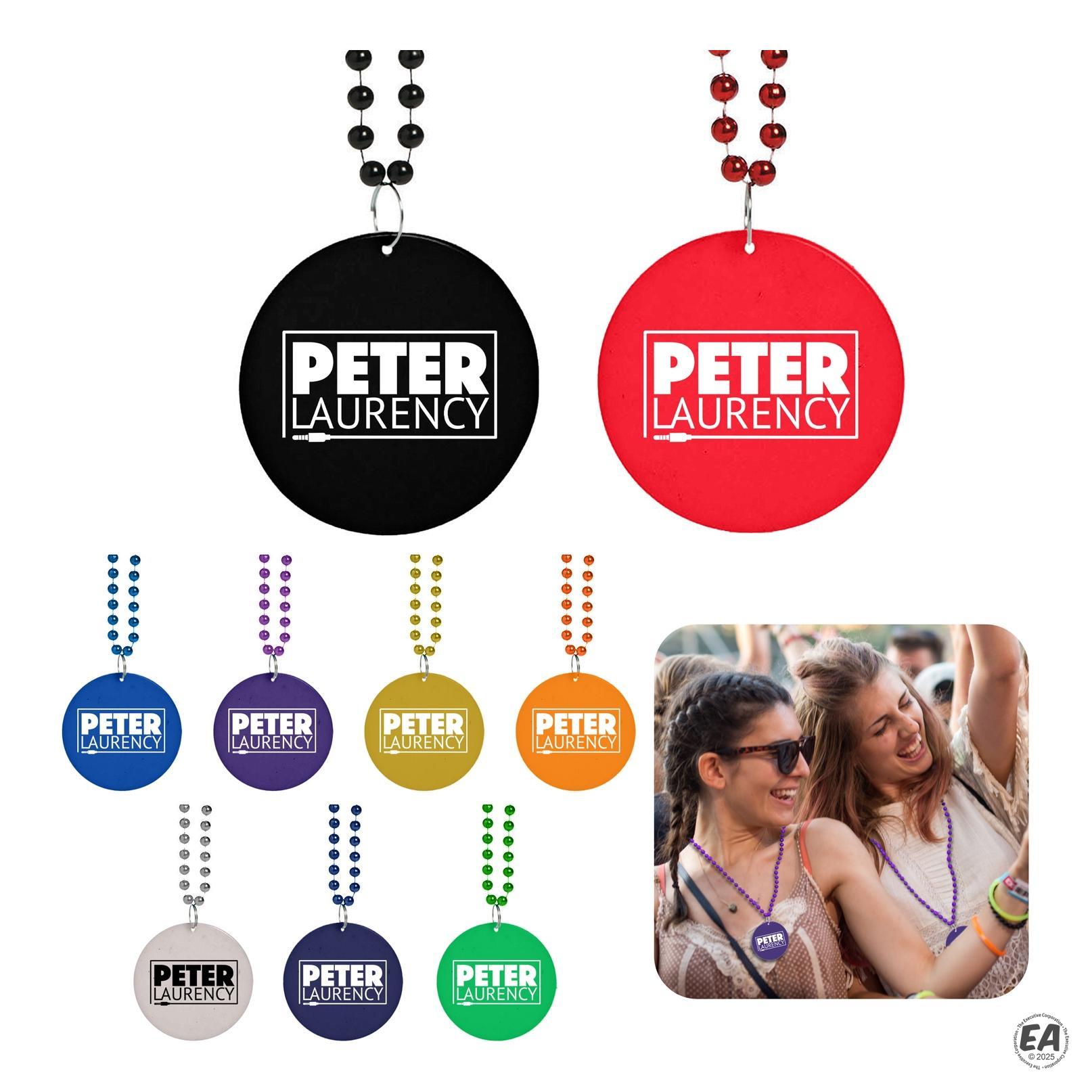 Promotional Round Colored Plastic Medallion With Mardi Gras Beads ...