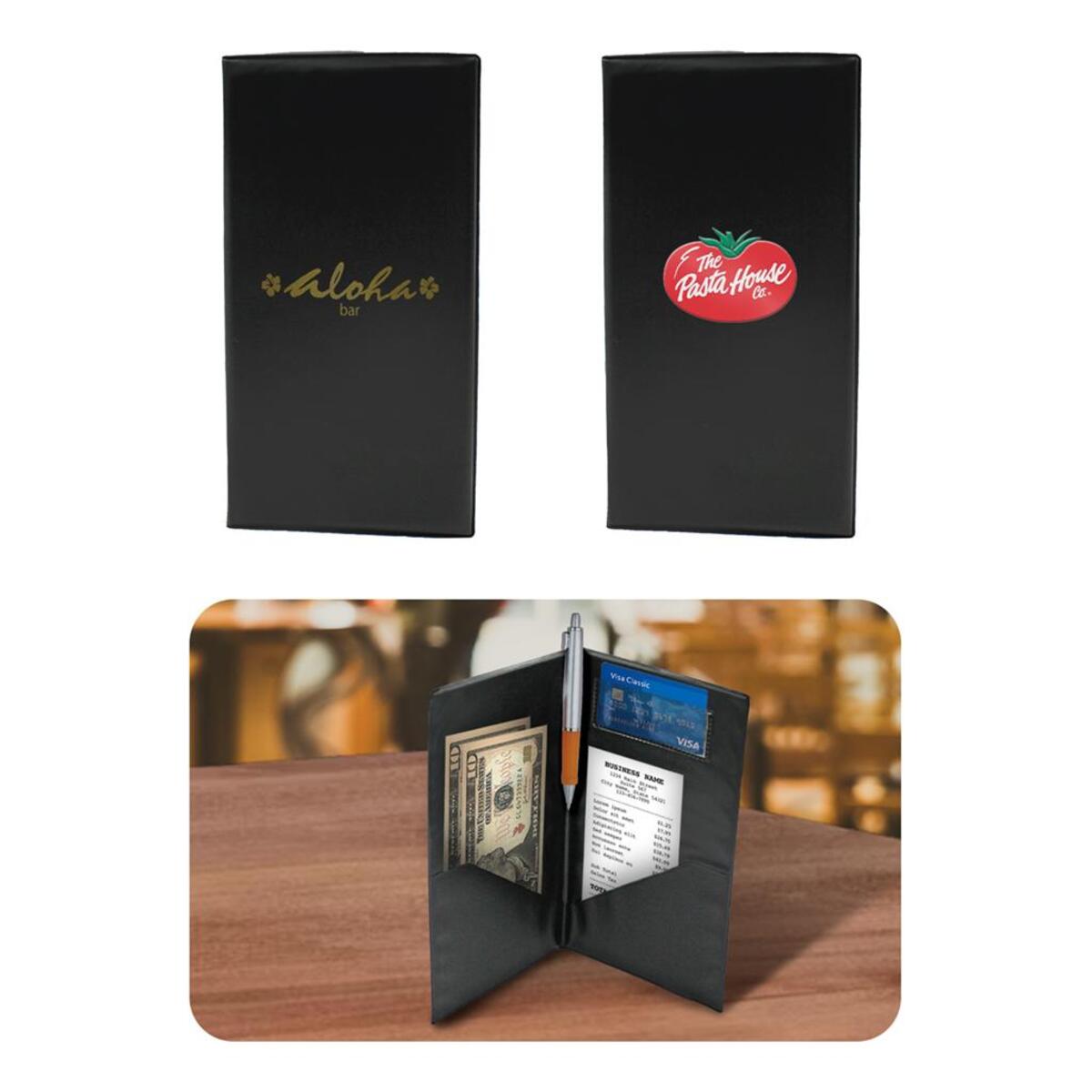 Promotional Black Vinyl Restaurant Check Presenter | Customized Money ...