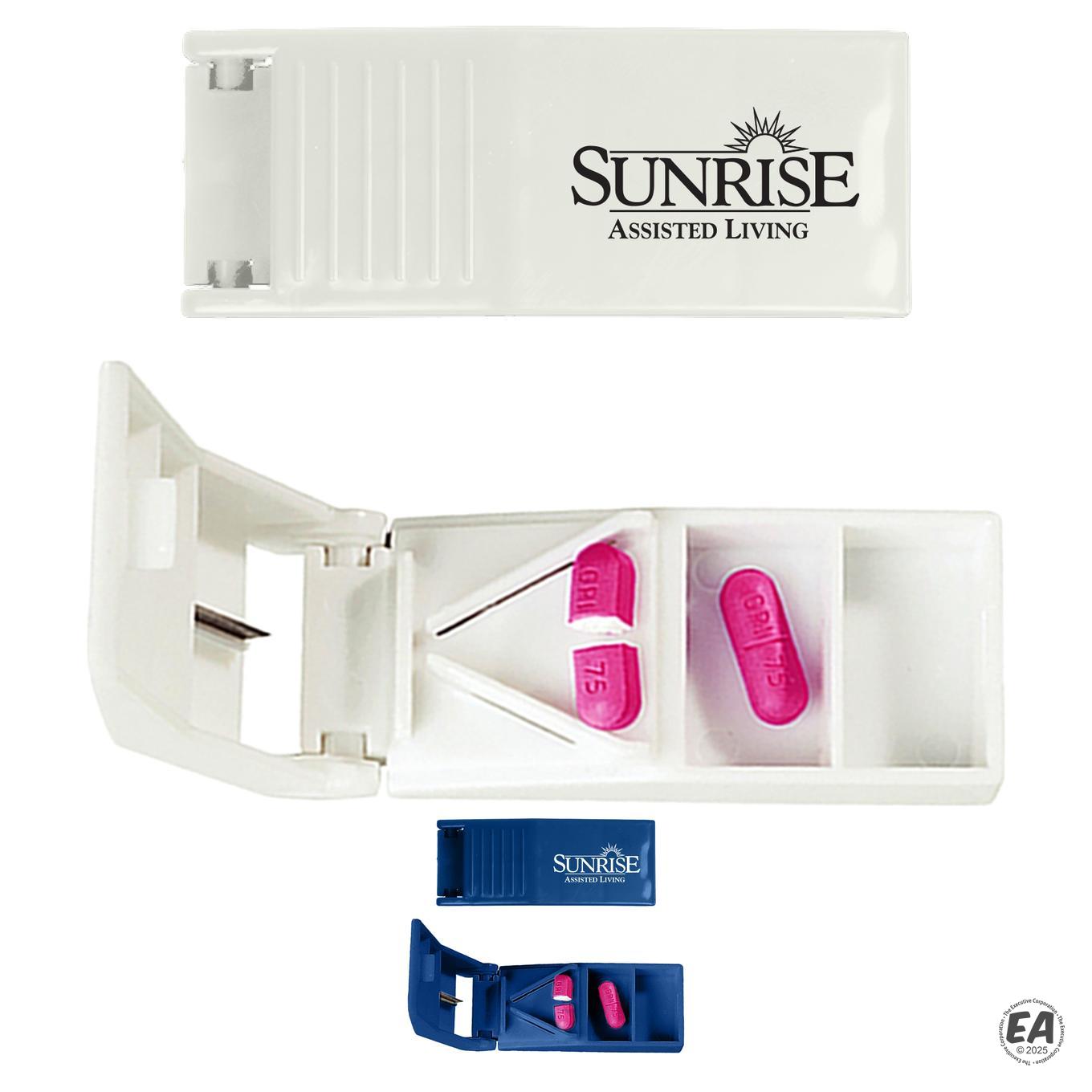 Promotional Plastic Pill Box and Cutter Combo 3.25x1.38 | Branded Pill ...