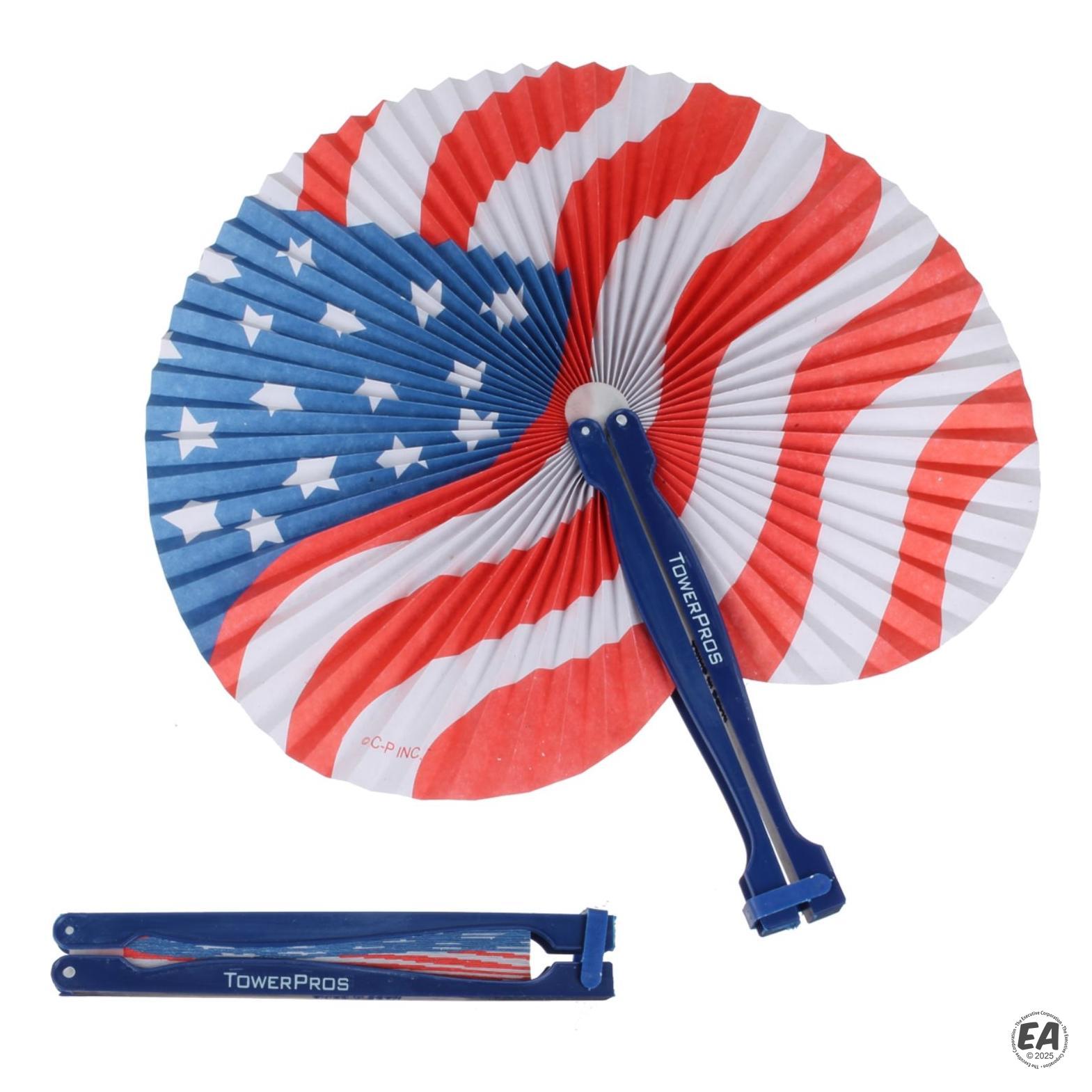 Customized American Flag Themed Folding Hand Fan | Branded Cooling Fans ...