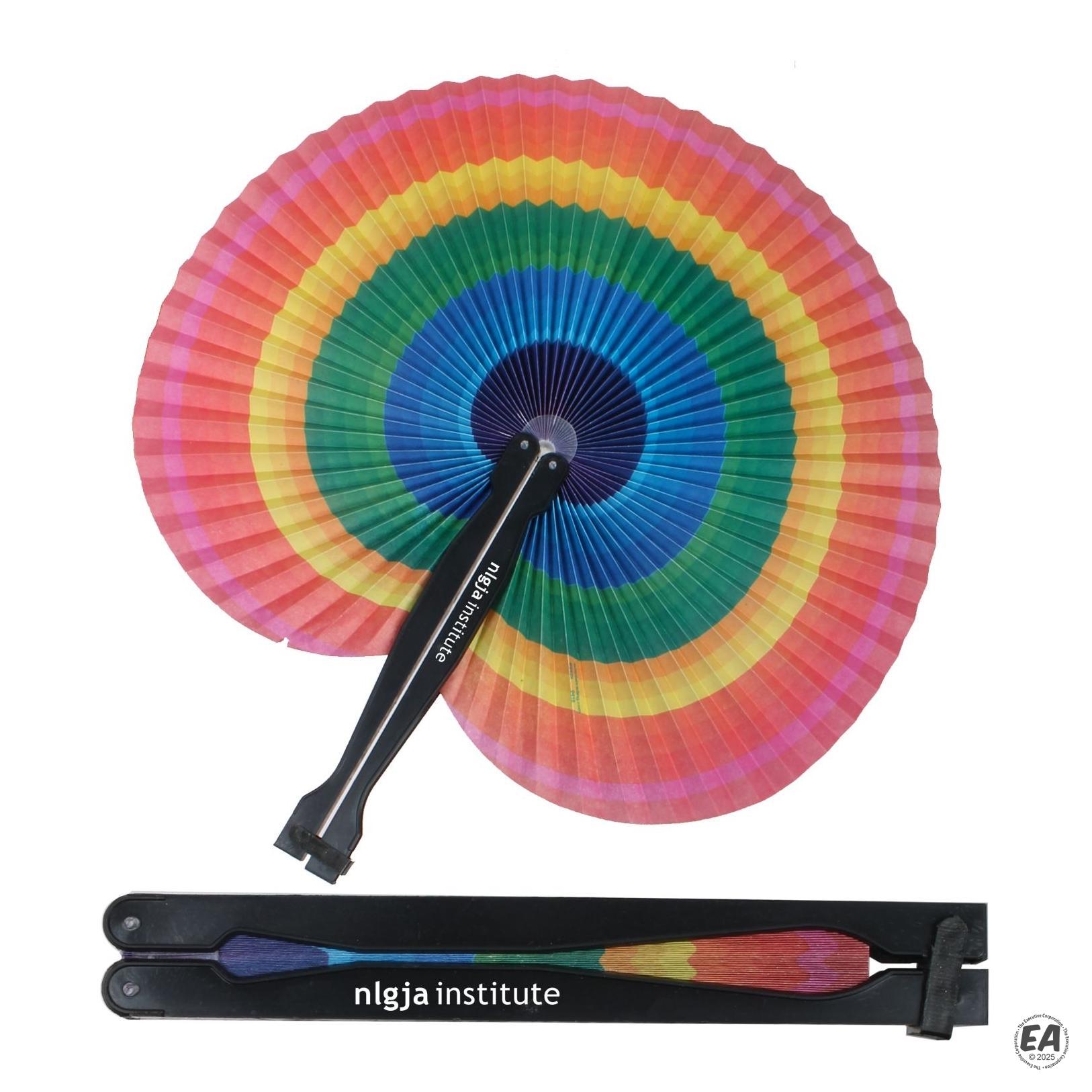 Custom Rainbow Colored Folding Hand Fan | Promotional Cooling Fans ...
