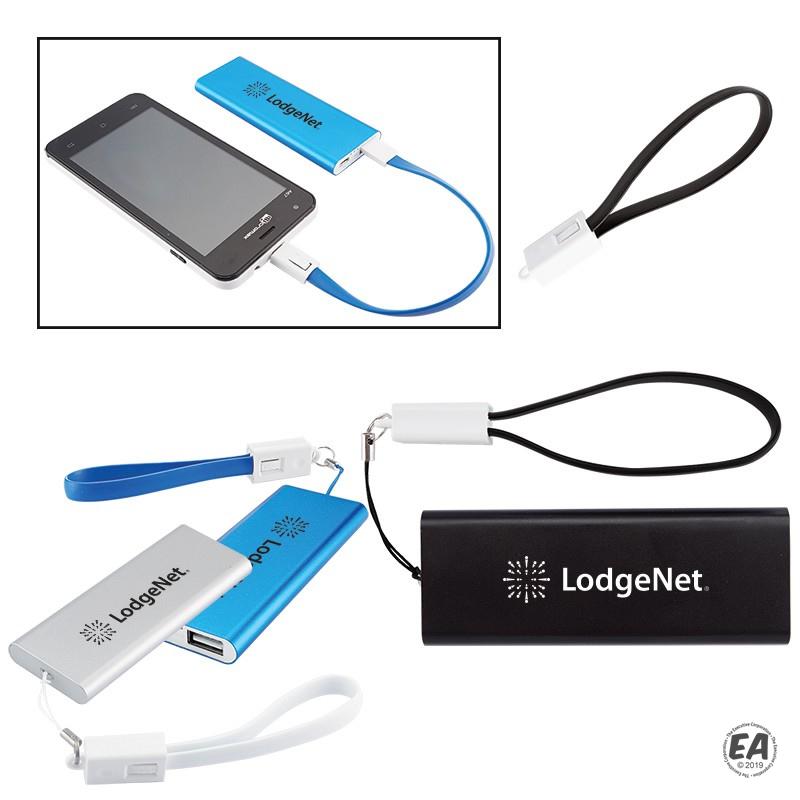 Custom Slim Aluminum Power Bank Charger with Micro USB Cable Wrist ...