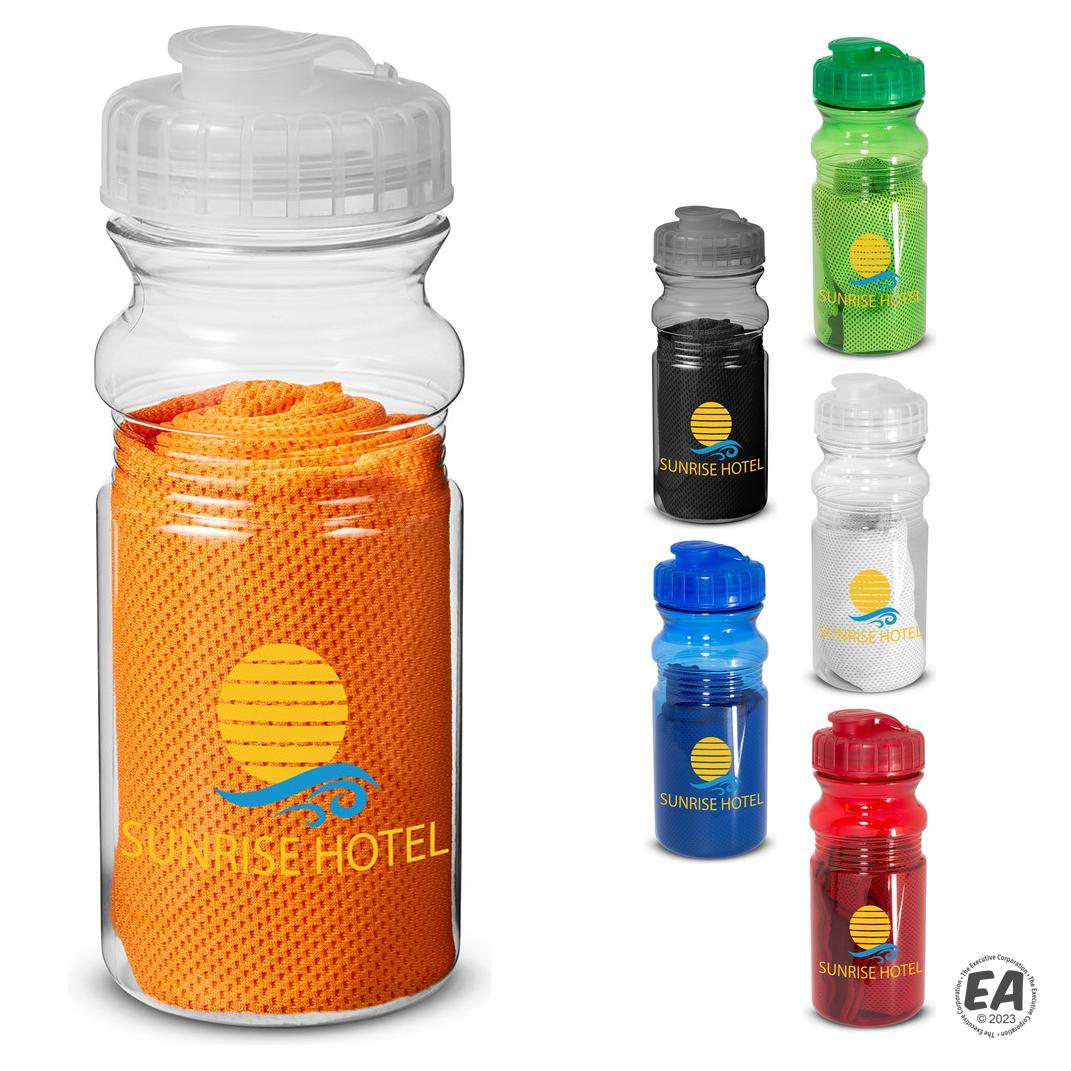 Promotional Cooling Towel in Water Bottle | Branded Fitness Towels ...