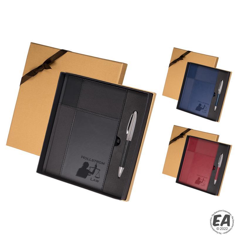 Branded Leeman Duo-Textured Tuscany Journal & Pen Gift Set | Customized ...