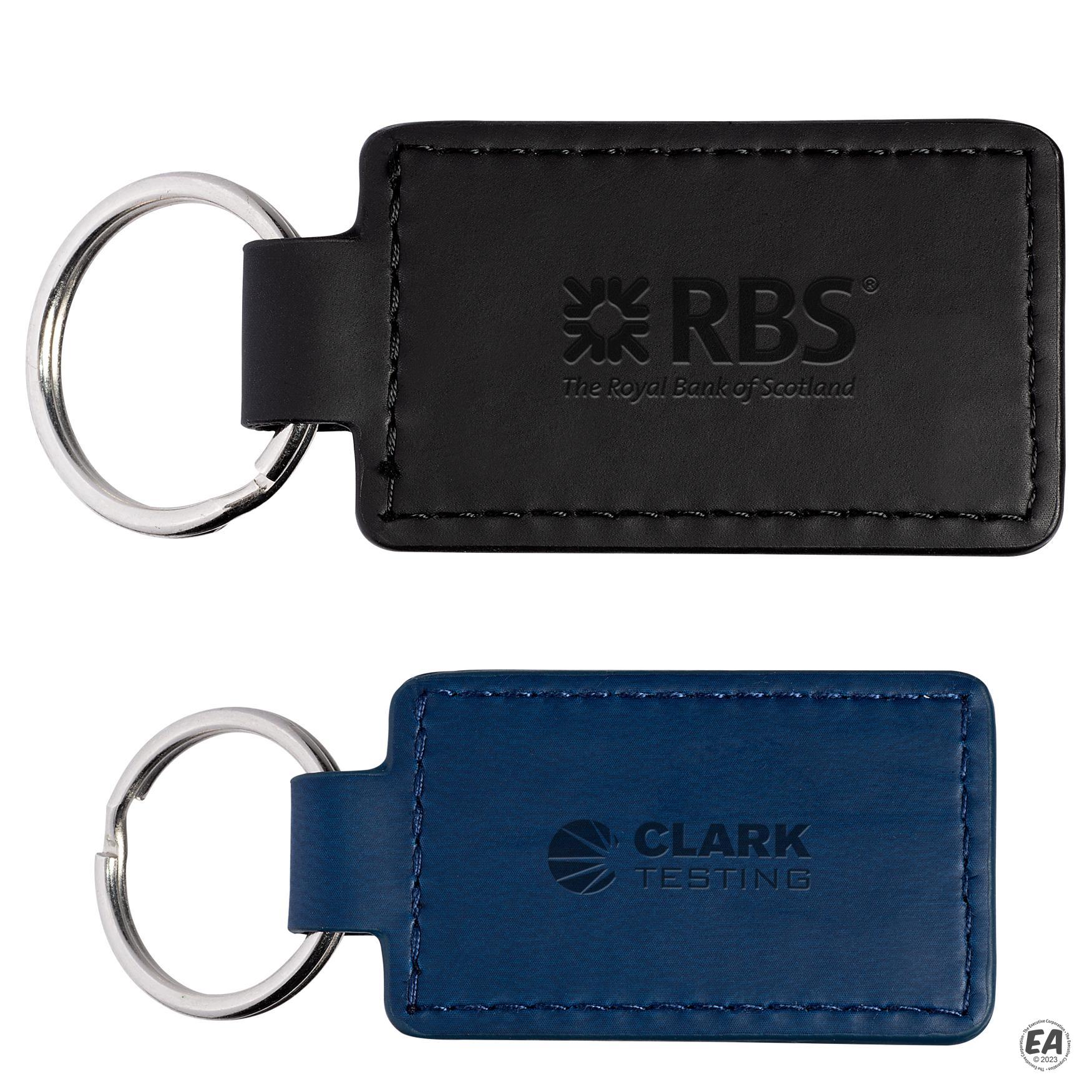 Promotional Tuscany PU Leather Rectangle Key Ring | Branded Keychains ...