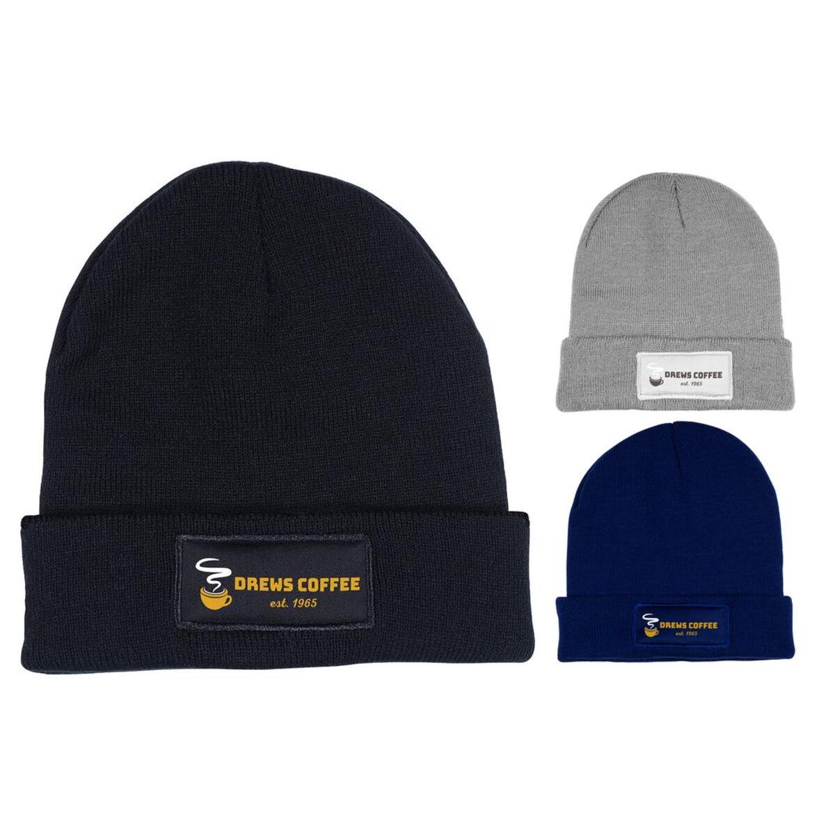 Branded Knit Beanie with Patch | Promotional Beanies | Custom Knit ...