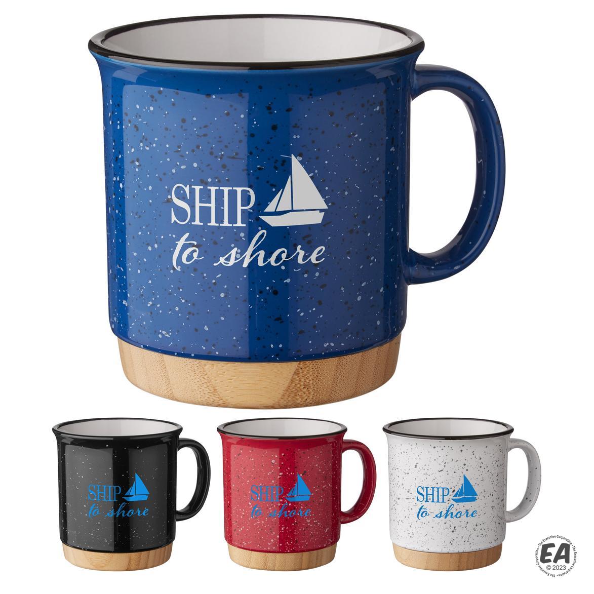 Customized 15 oz Campfire Mug with Bamboo Base | Promotional Campfire ...