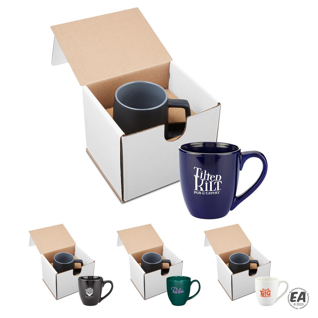 Custom 15 oz Bistro Style Ceramic Mug Gift Set | Customized Coffee Mugs ...
