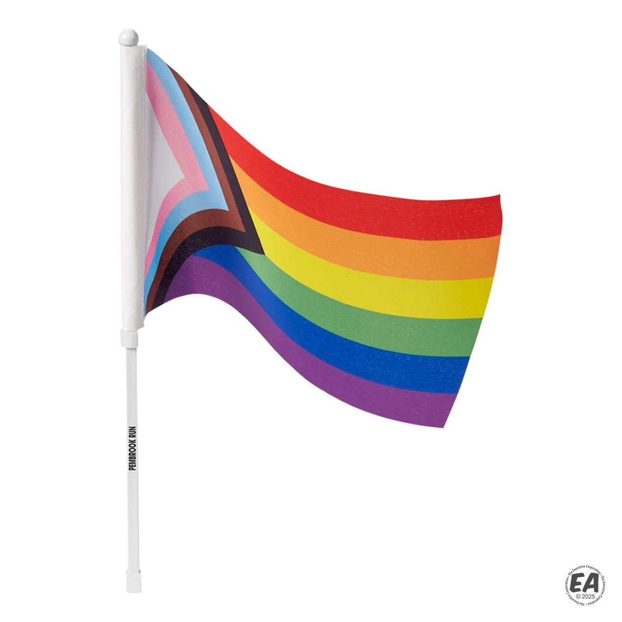 Promotional b.free Rainbow Pride Small Handheld Flag | Customized Color ...