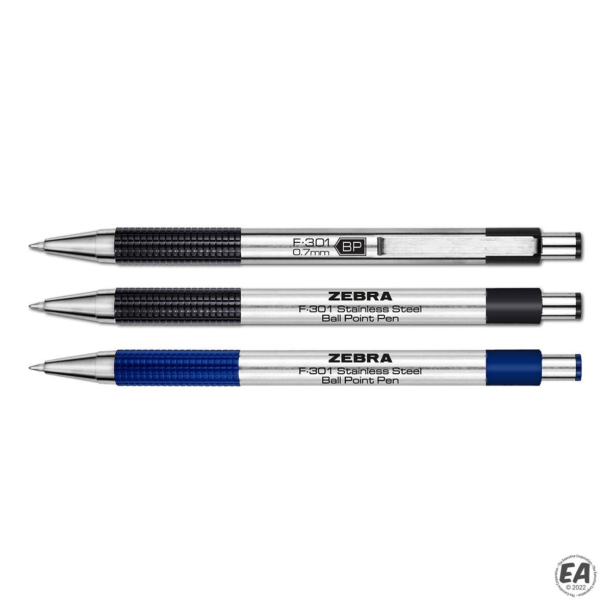 Promotional Zebra F-301 Stainless Steel Retractable Ball Point Pen With ...