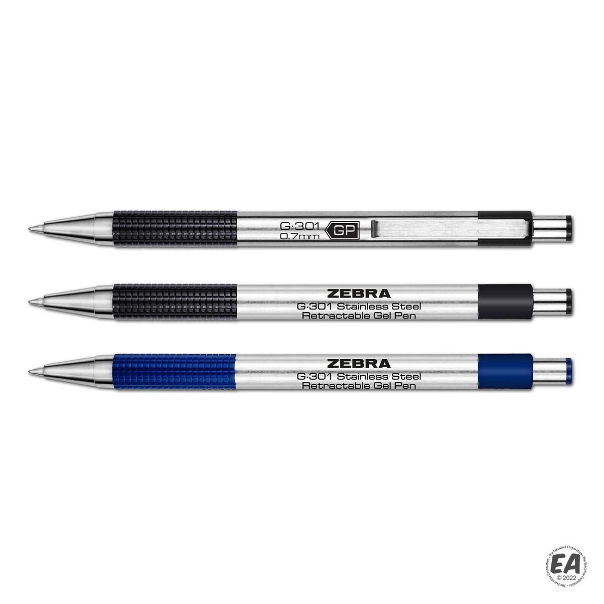 Promotional Zebra F-301 Stainless Steel Retractable Gel Pen with ...