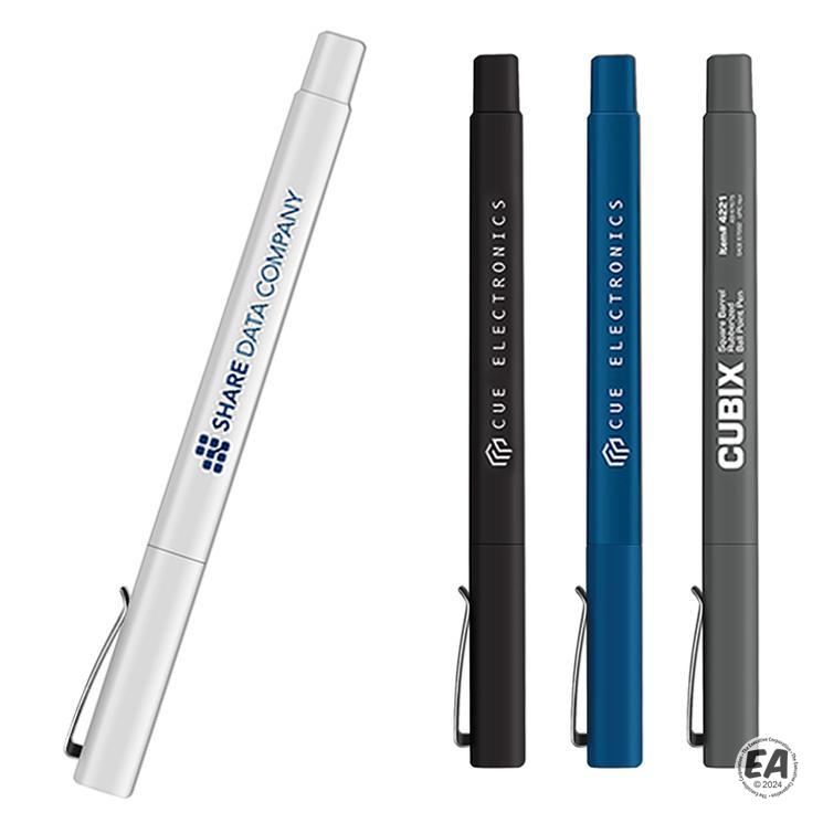 Customized Liquimark CUBIX Square Barrel Rubberized Cap Off Pen with ...