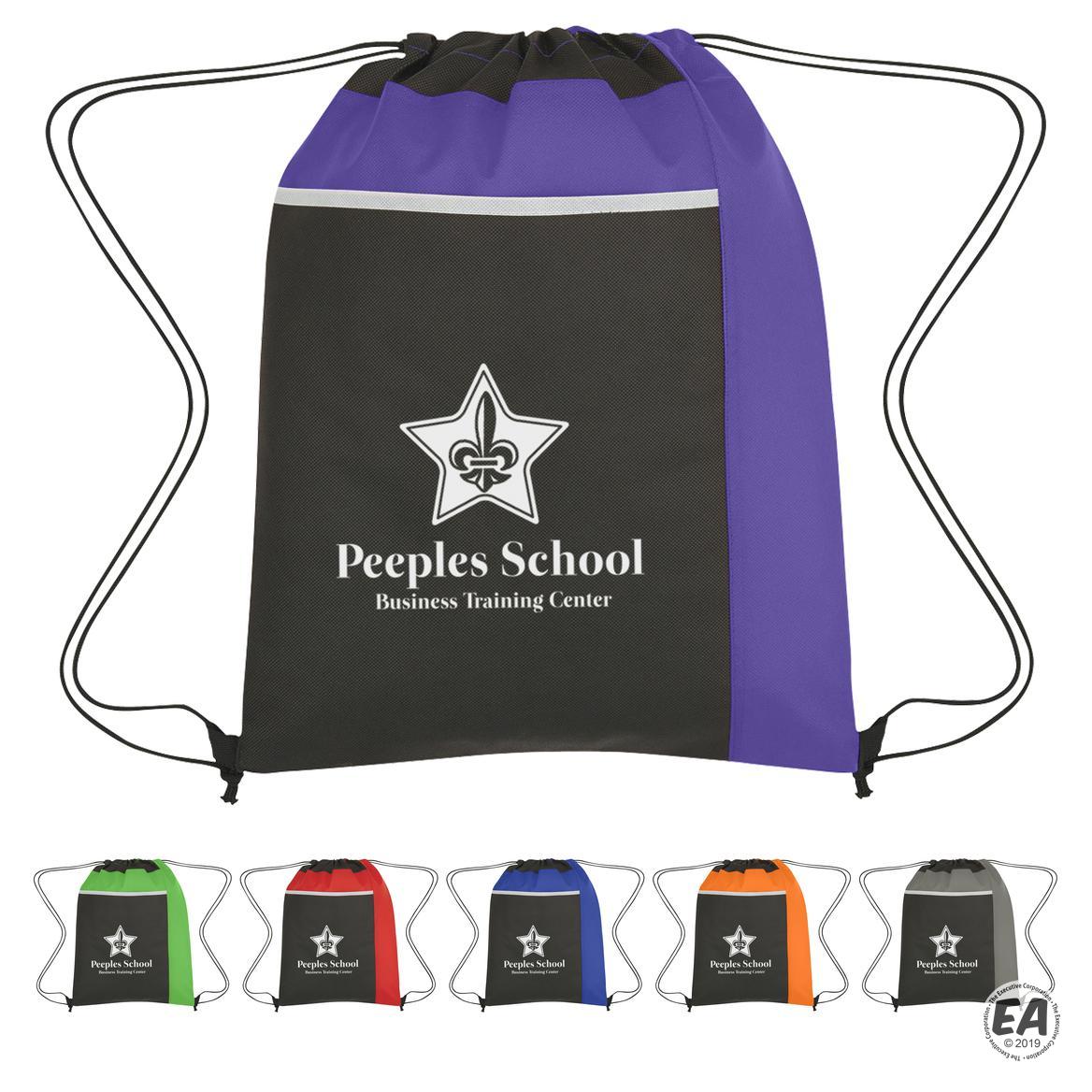 Custom Non-Woven Drawstring Pack With Large Front Pocket | Customized ...