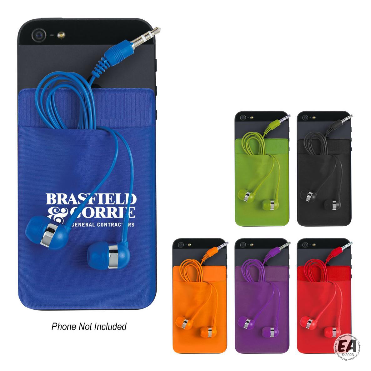 Promotional Stretch Phone Card Sleeve With Ear Buds | Customized ...