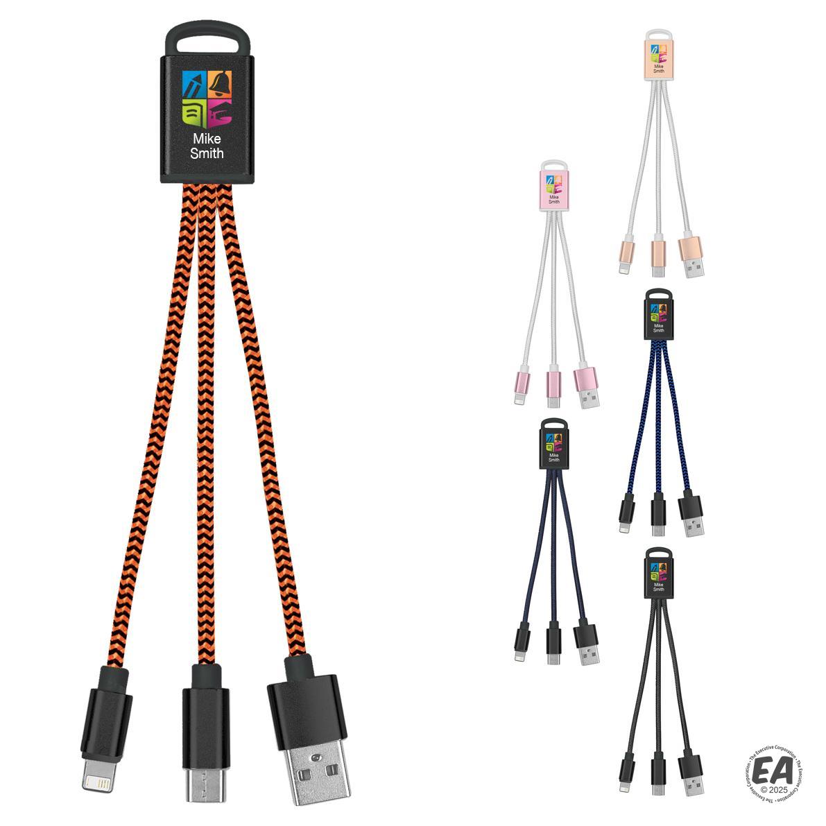Customized 3-In-1 Braided Charging Buddy | Promotional Charging Cables ...