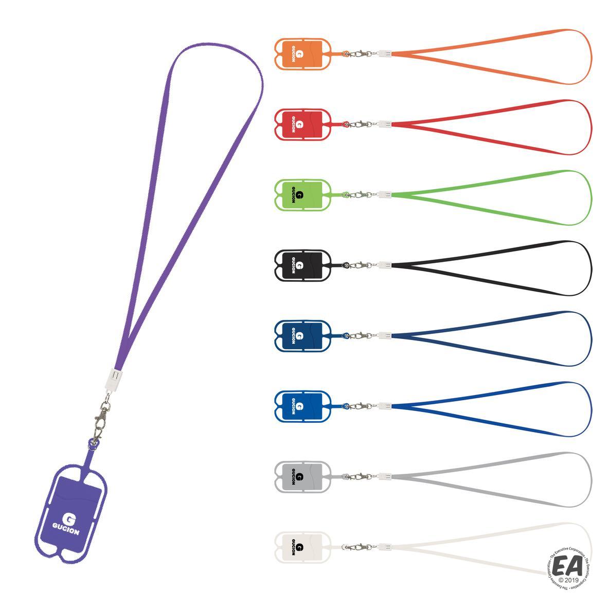 Promotional 2-In-1 Charging Cable Lanyard with Phone Holder Wallet ...