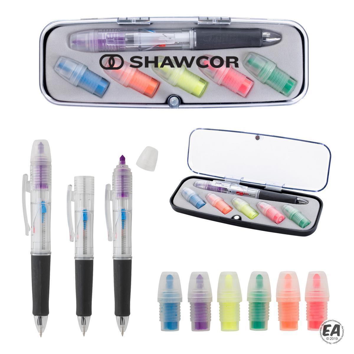 Customized Tri-Color Pen and Highlighter Set | Branded Highlighters ...