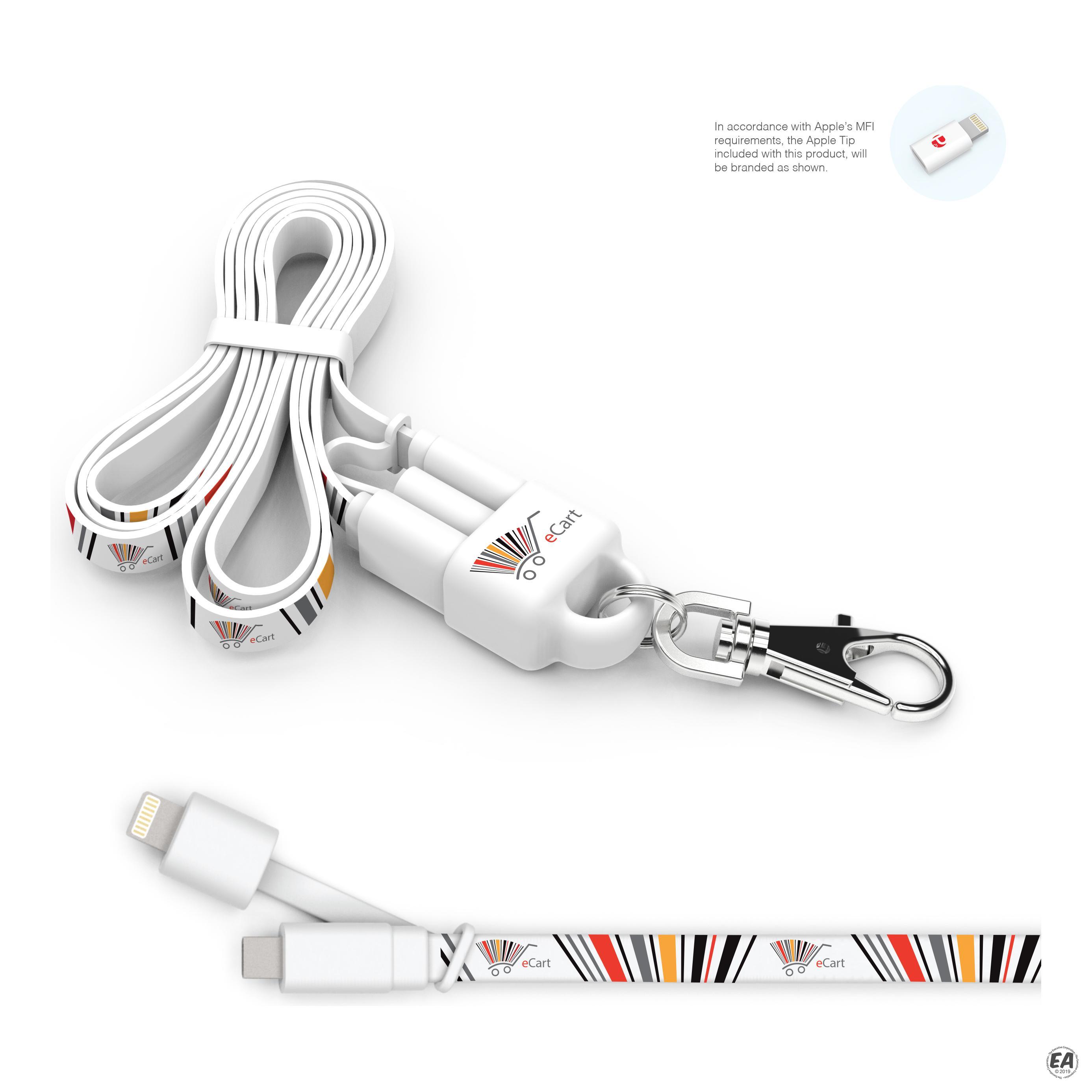 Promotional Lanyard Lightning USB to Triple Tip Charging Cable | Custom ...